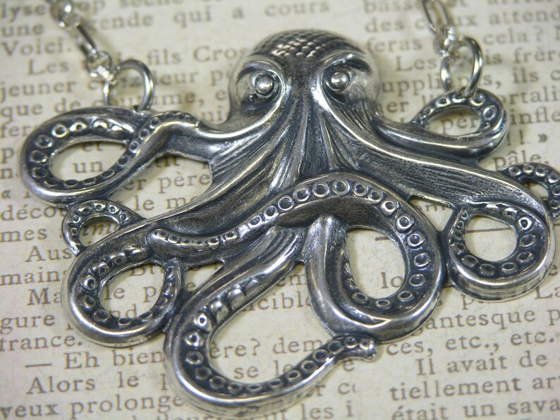 Steampunk Octopus Chain Necklace Classic Silver Handmade in | Etsy