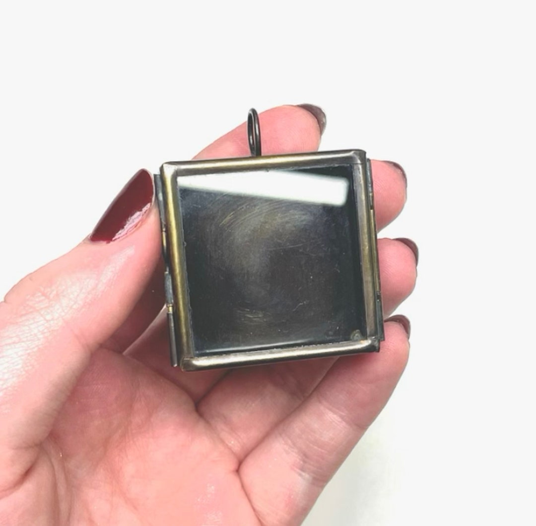 Shadow Box Locket Pendant, Antique Gold or Matte Gold Square, 1.6 ...