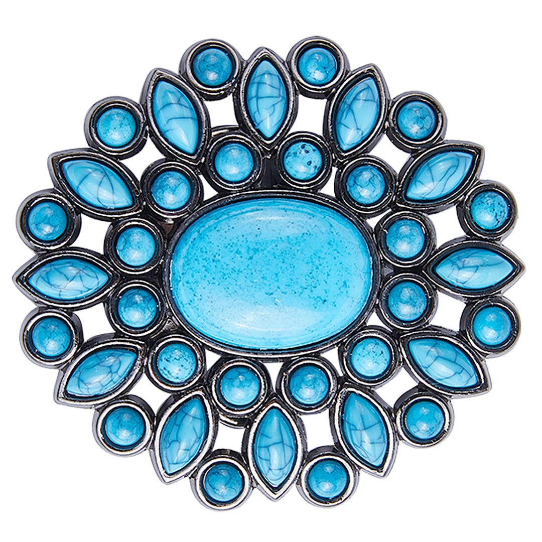 Southwestern Belt Buckle: Antique Silver Squash Blossom With Turquoise ...