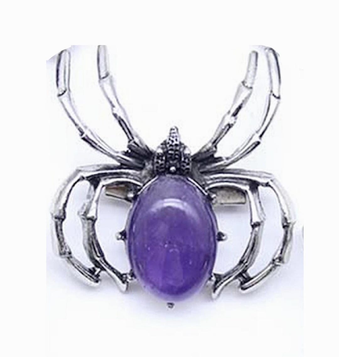 Amethyst Spider Pin or Pendant Necklace: Antique Silver, 18" Chain ...