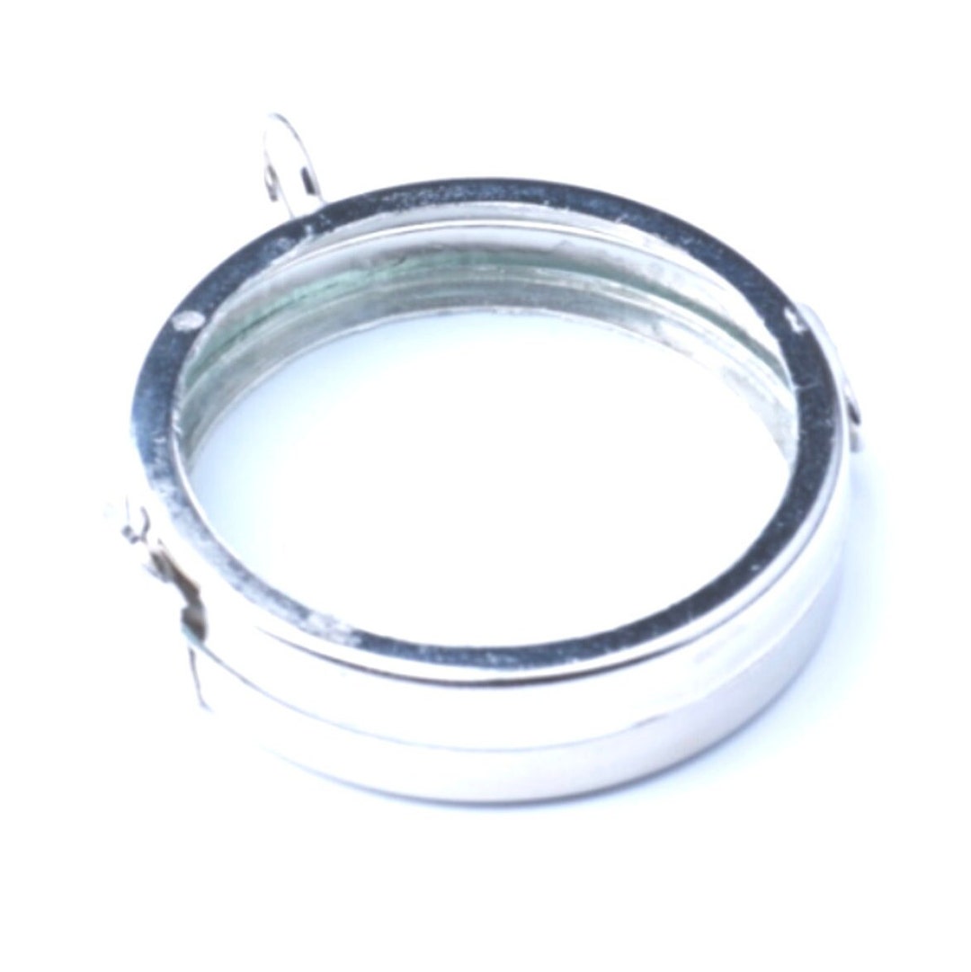 Shadow Box Glass Locket Pendant or Ornament, 1.62" Hinged Double Pane W ...