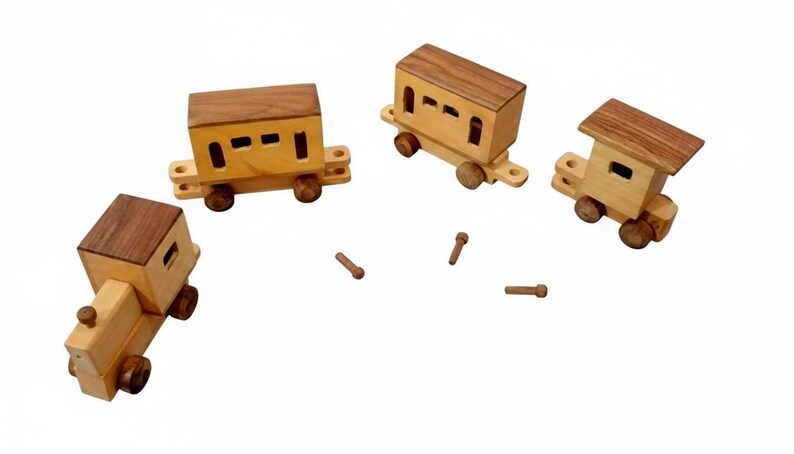 Handmade Wooden Toy Train – Natural Wood Engine & Coaches - Etsy