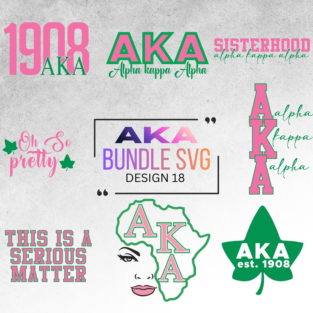 Aka Sisterhood SVG Bundle | Pink & Green Greek Letters Sorority Cut ...