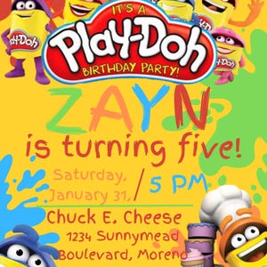 Play-doh Birthday Party Invitation | Personalized Kids Invite (digital ...