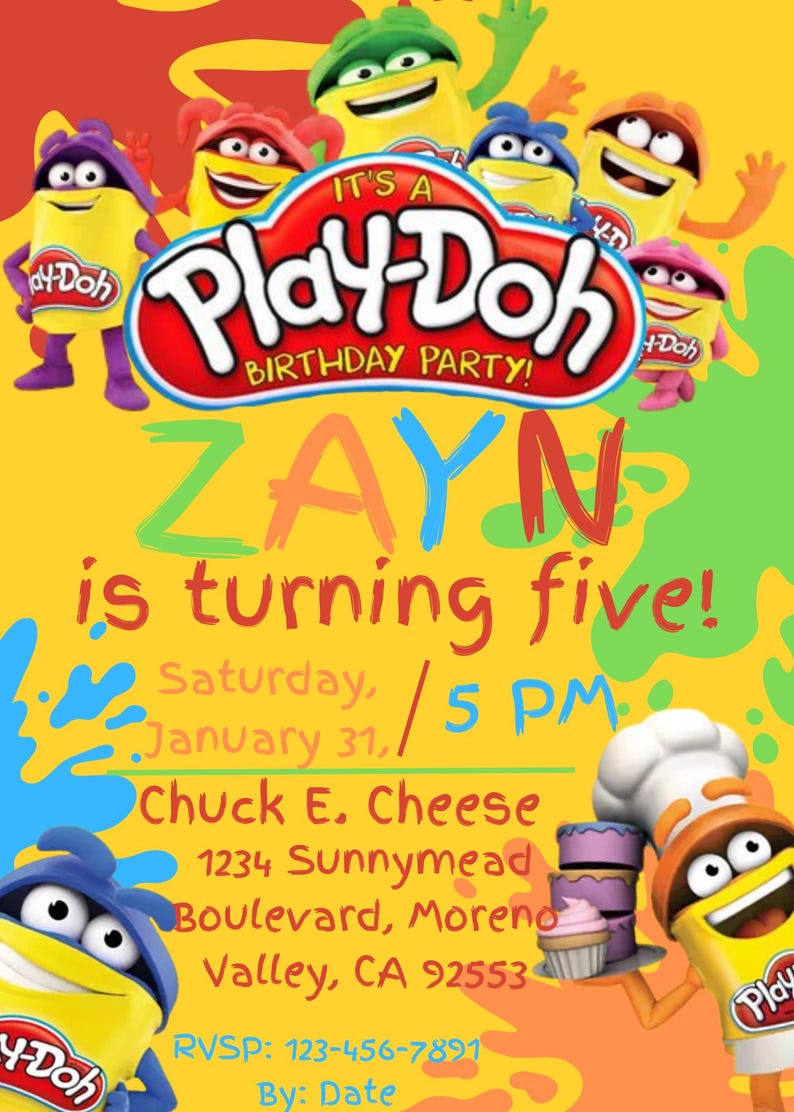 Play-doh Birthday Party Invitation | Personalized Kids Invite (digital ...
