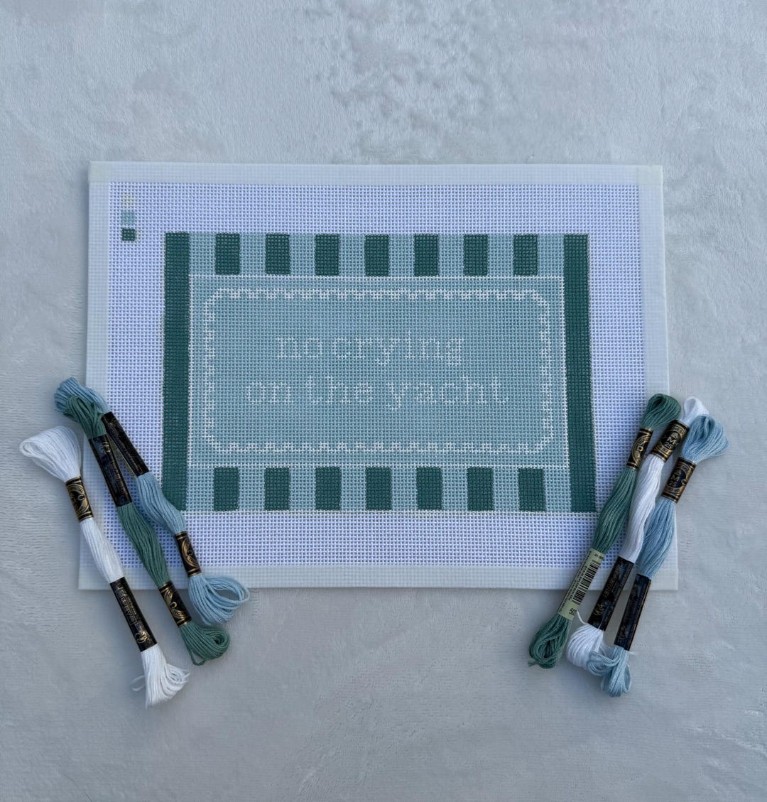 No Crying on the Yacht Hand-painted Needlepoint Canvas | Coastal ...