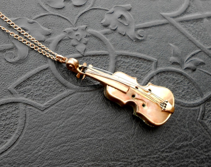 Victorian Violin Charm Pendant Necklace. - Etsy