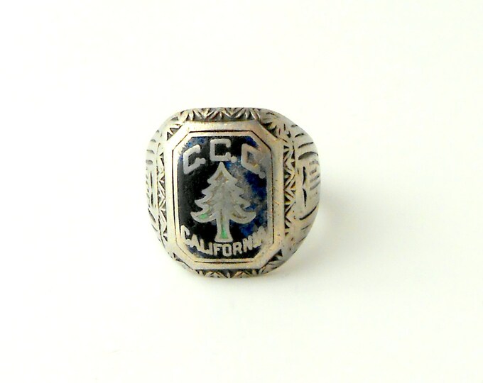 Sterling Mens Ring . New Deal Civilian Conservation Corp CCC . Tree ...