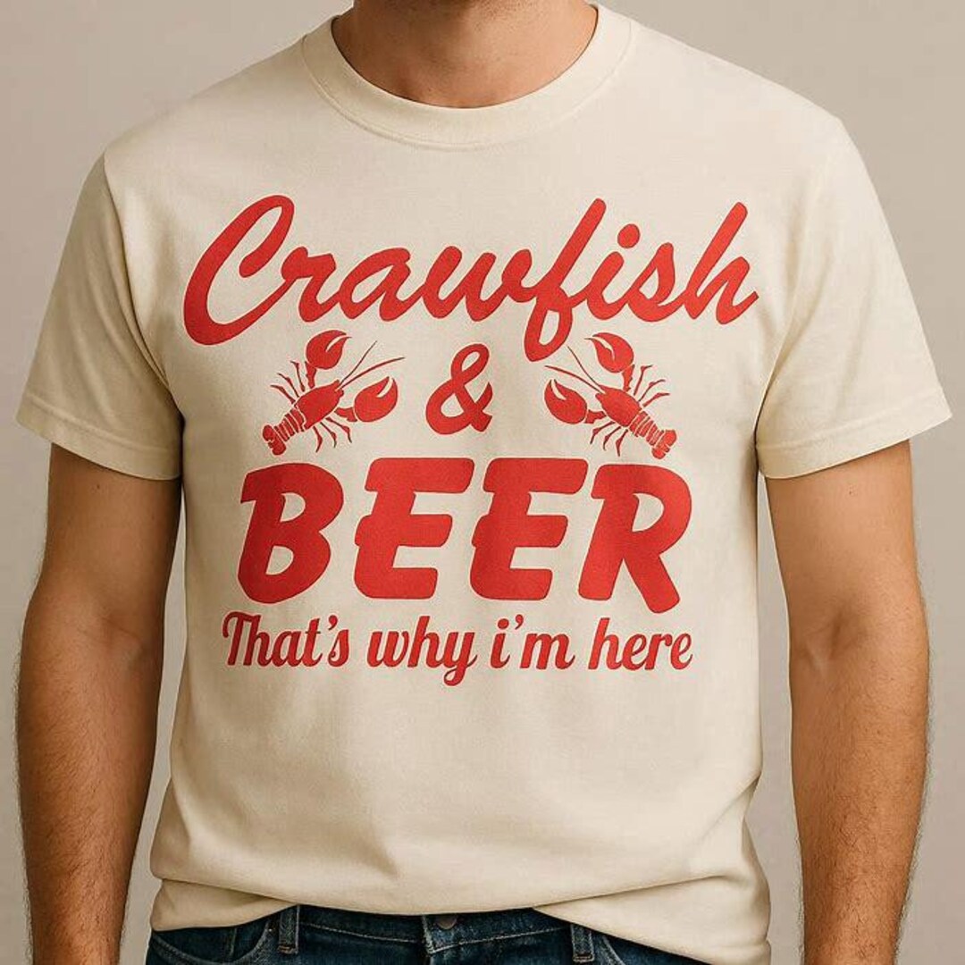Crawfish and Beer Shirt, Cajun Crawdad Lobster Tee, Southern Food Humor ...