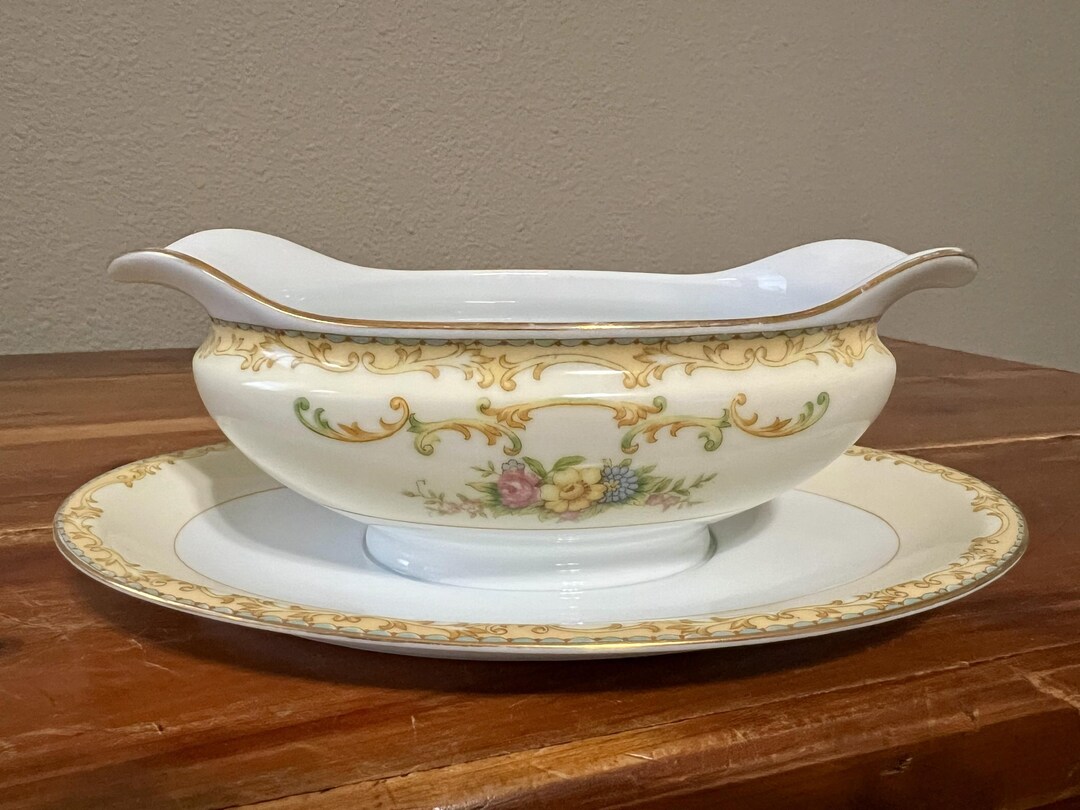 Noritake Mimi Gravy Boat With Attached Underplate | Vintage Fine China ...