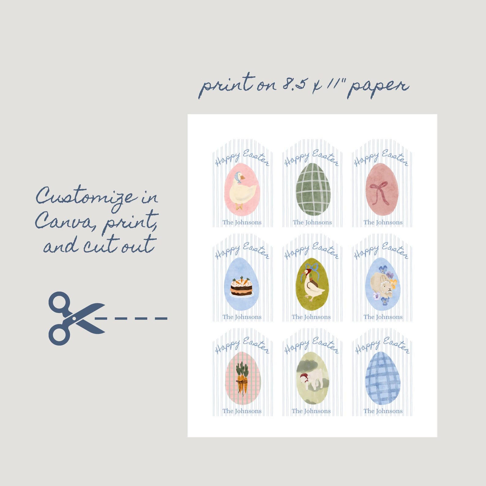 Editable Easter Gift Tags, Whimsical Spring Tags for Gifts, Easter Tag ...