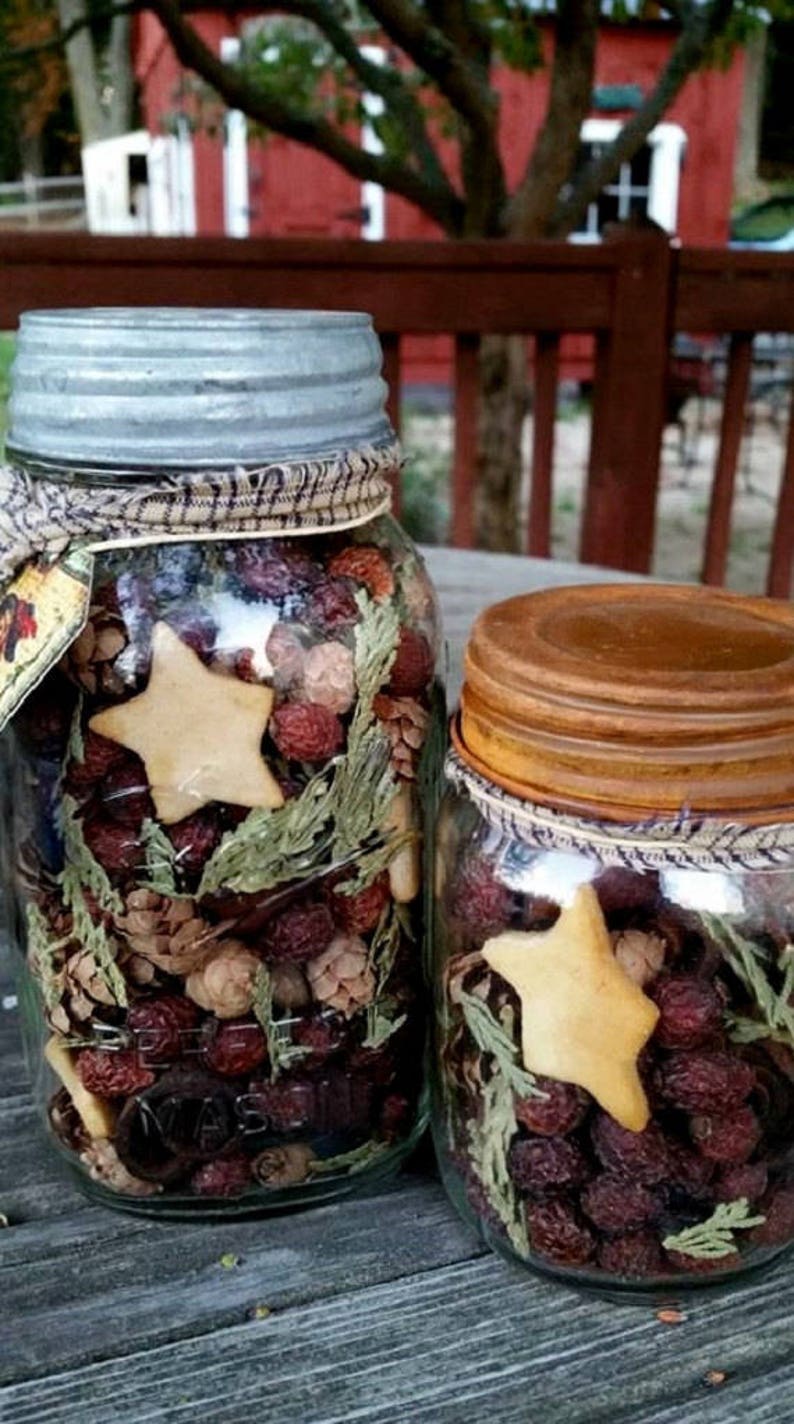 Primitive Rose Hip Potpourri in Rustic Mason Pint Jar - Etsy