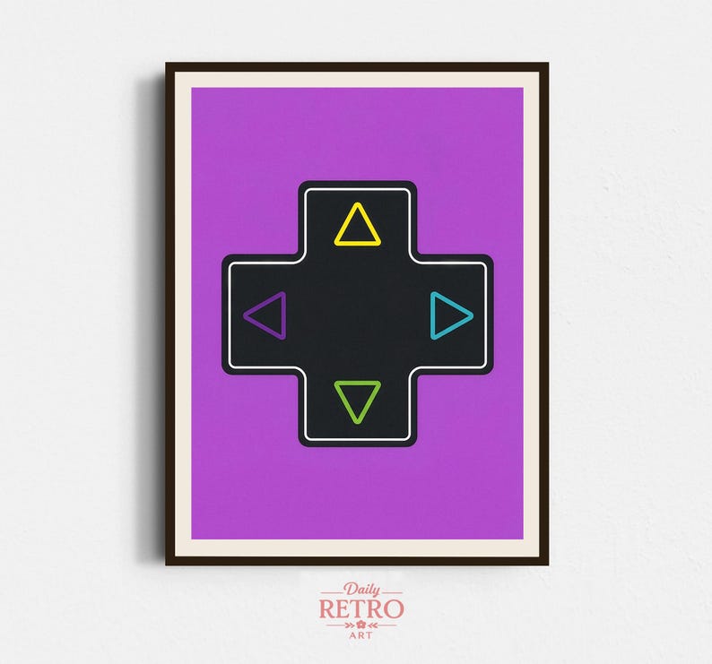 Retro Gaming Print Set, Neon Controllers, Boys Room Decor (digital ...
