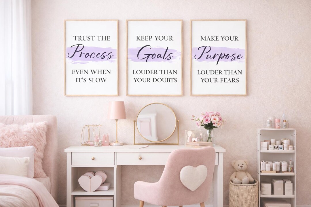 Motivational Wall Art Set of 3 Printable | Trust the Process Quote ...