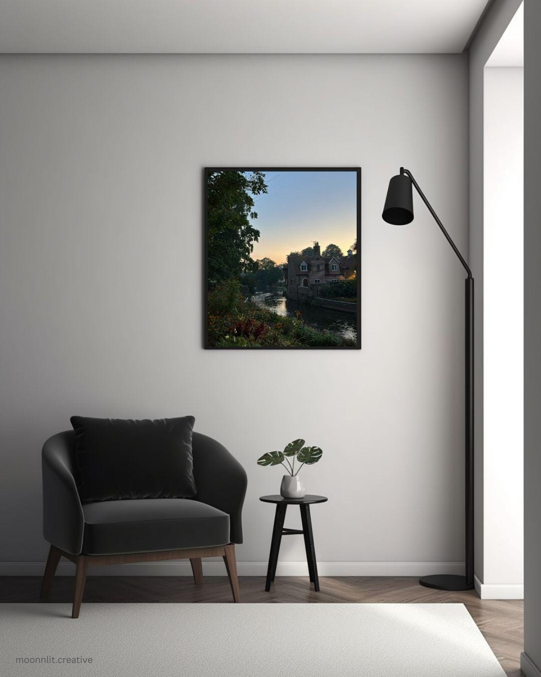 English Riverside Cottage at Sunset Printable Wall Art - Etsy