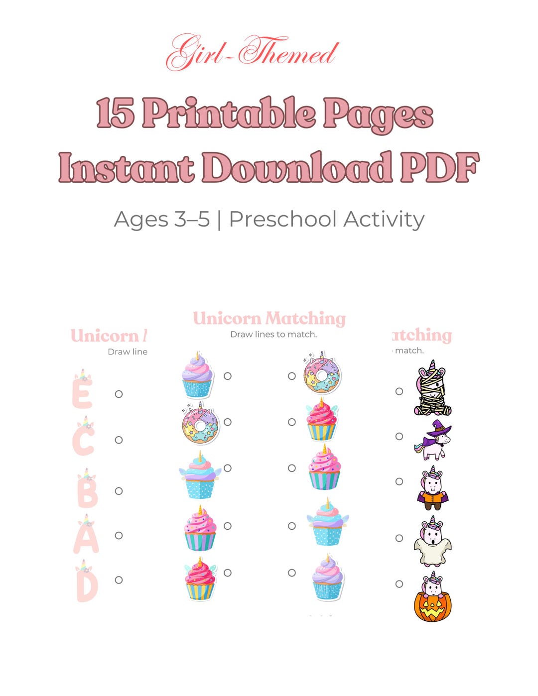 Unicorn & Alphabet Matching Worksheets | ABC Printable PDF - Etsy