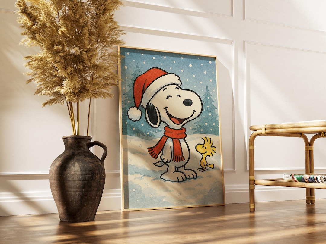 Snoopy Christmas Winter Art Print – Cozy Holiday Cartoon Wall Art With ...