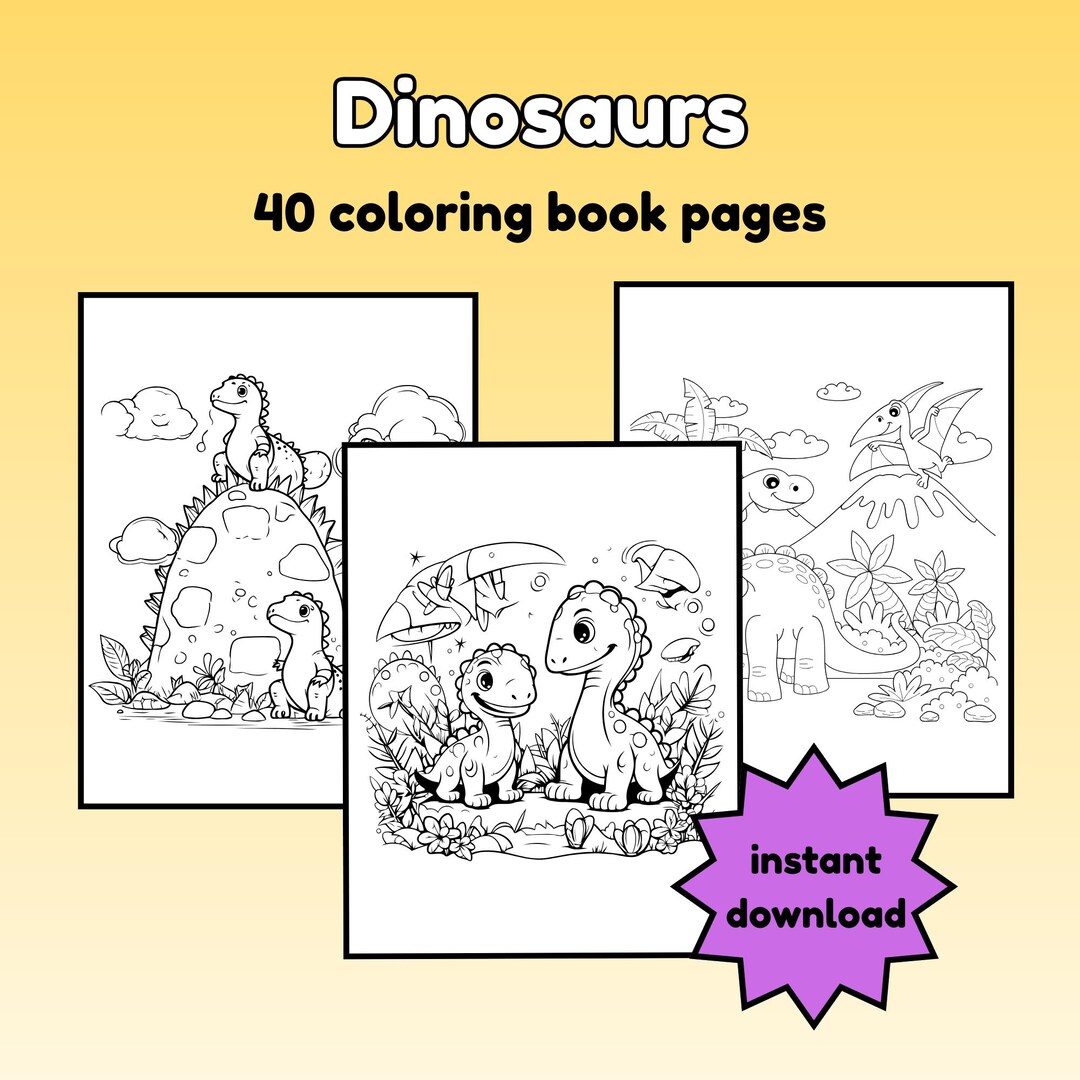Dinosaurs Coloring Book Pages for Kids Coloring Books Cute Dinos ...