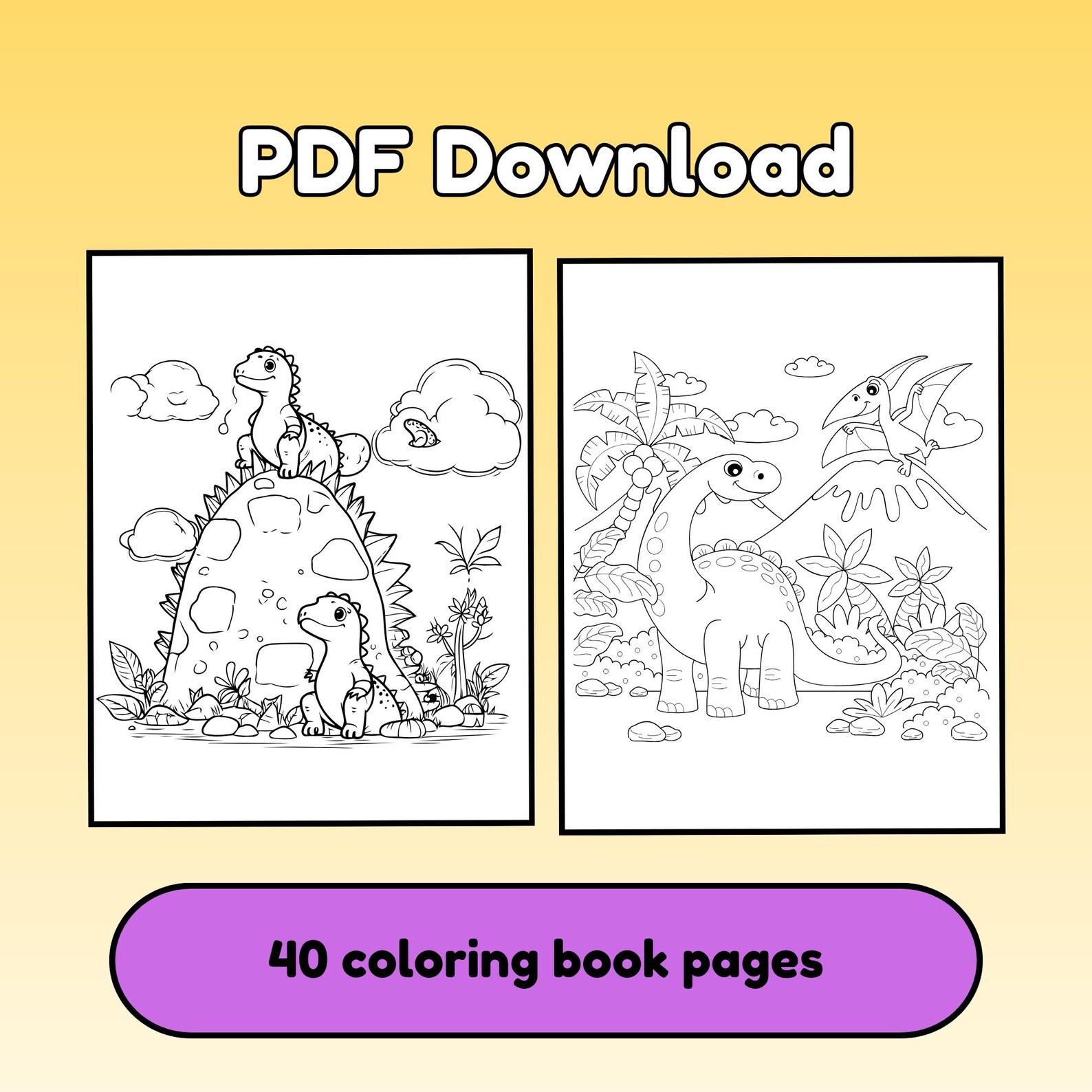 Dinosaurs Coloring Book Pages for Kids Coloring Books Cute Dinos ...