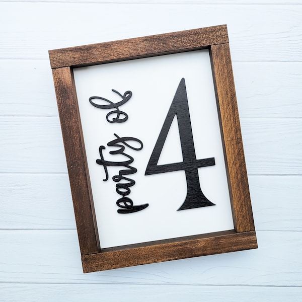 Party of 4 Sign - Etsy
