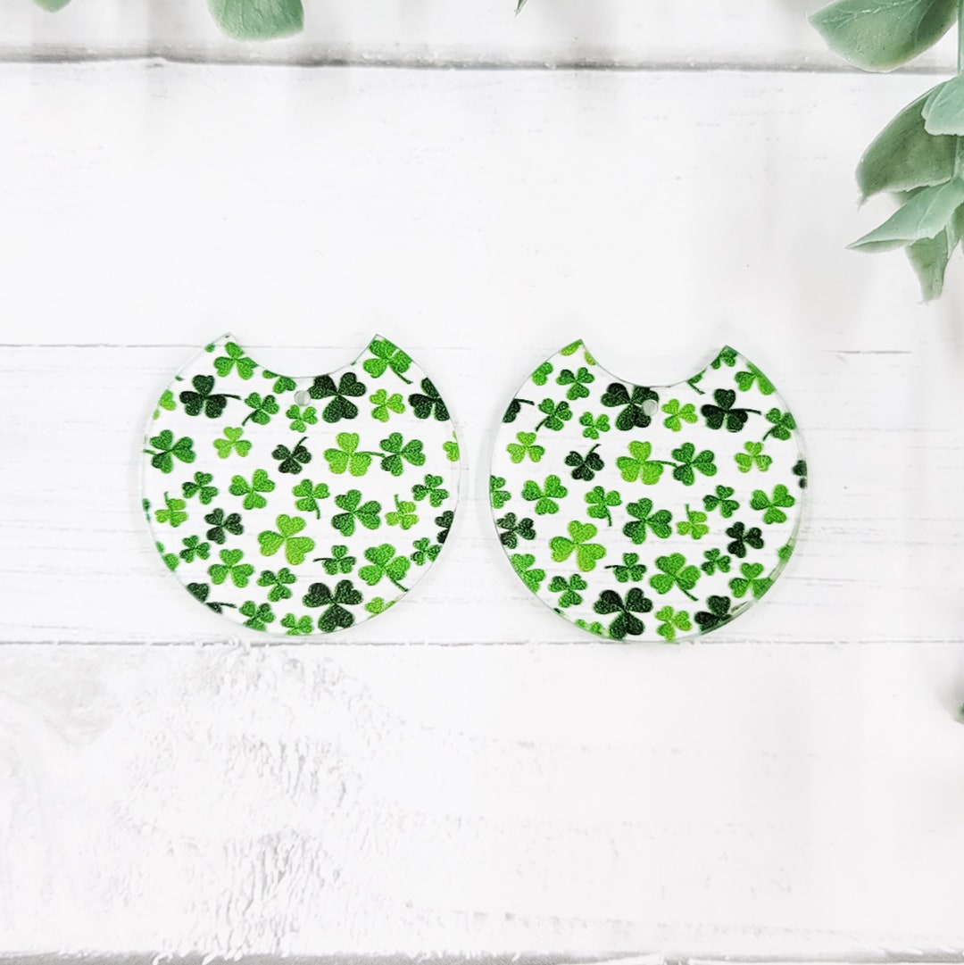 Mini Shamrocks Semi Circle Clear Acrylic Earring Blanks - Jewelry ...