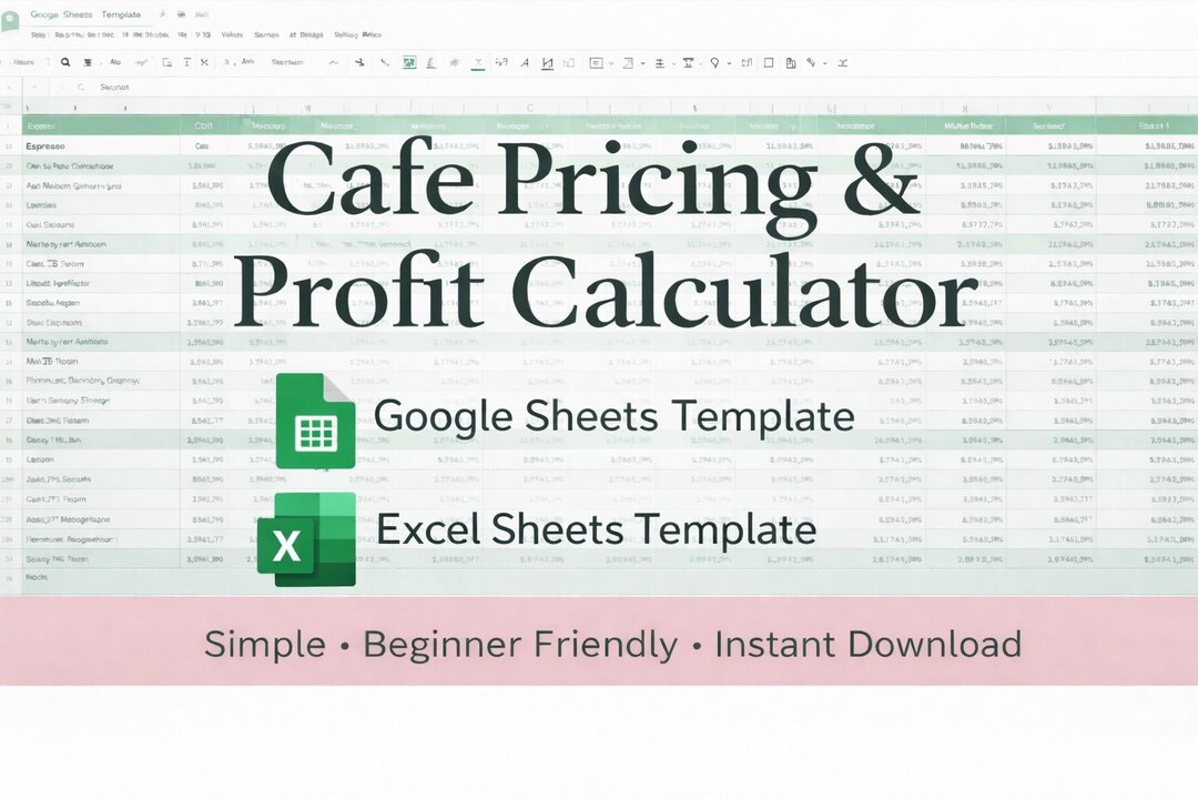 Cafe Pricing and Profit Calculator | Google Sheets and Excel Template ...