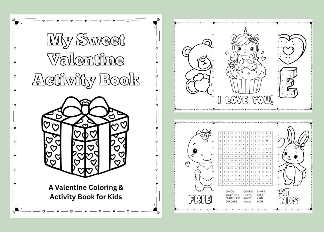 Valentine Coloring & Activity Pages for Kids | 36 Page Printable ...