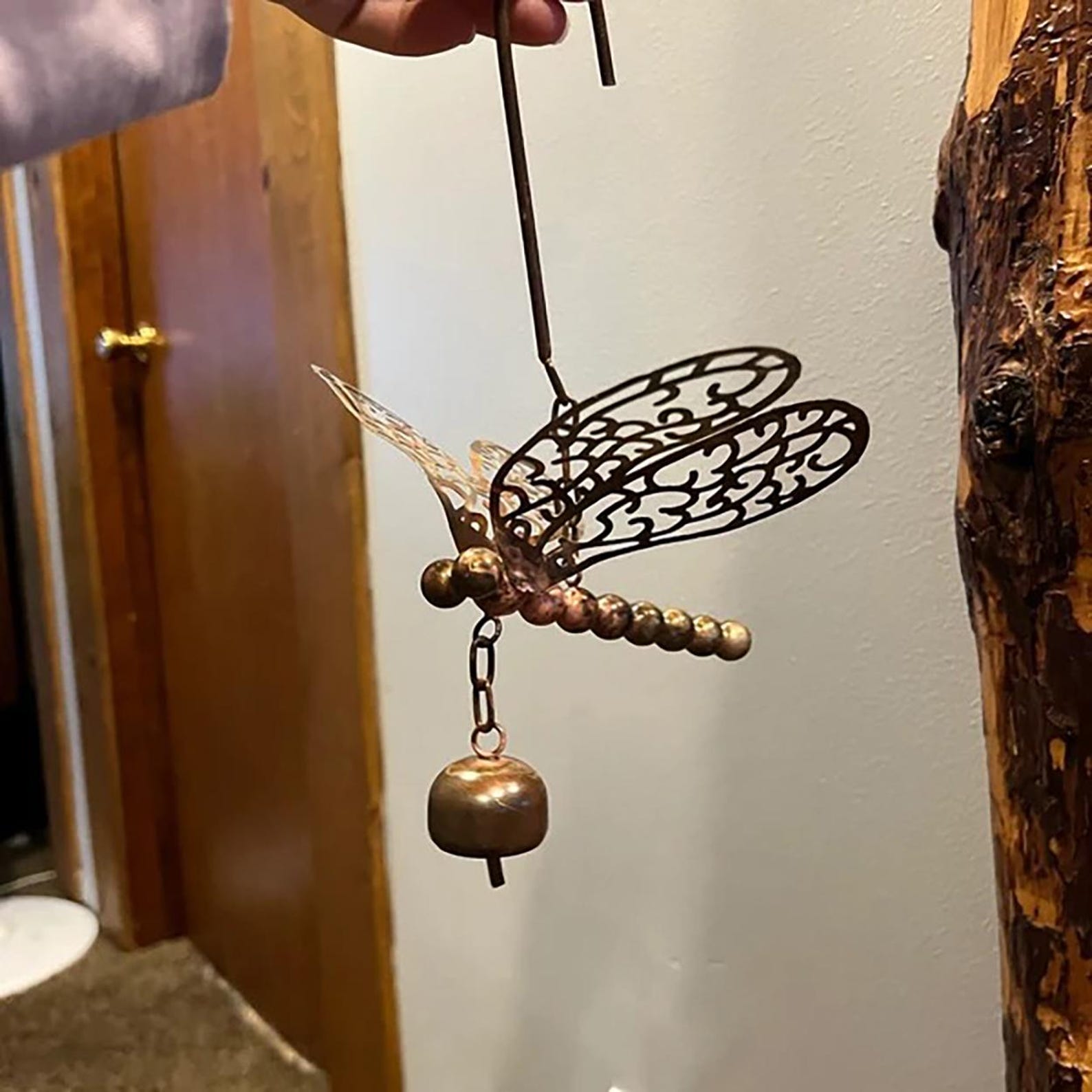 Hanging Dragonfly With Bell Ornament, Yard Art, Garden Decor, Gifts for ...