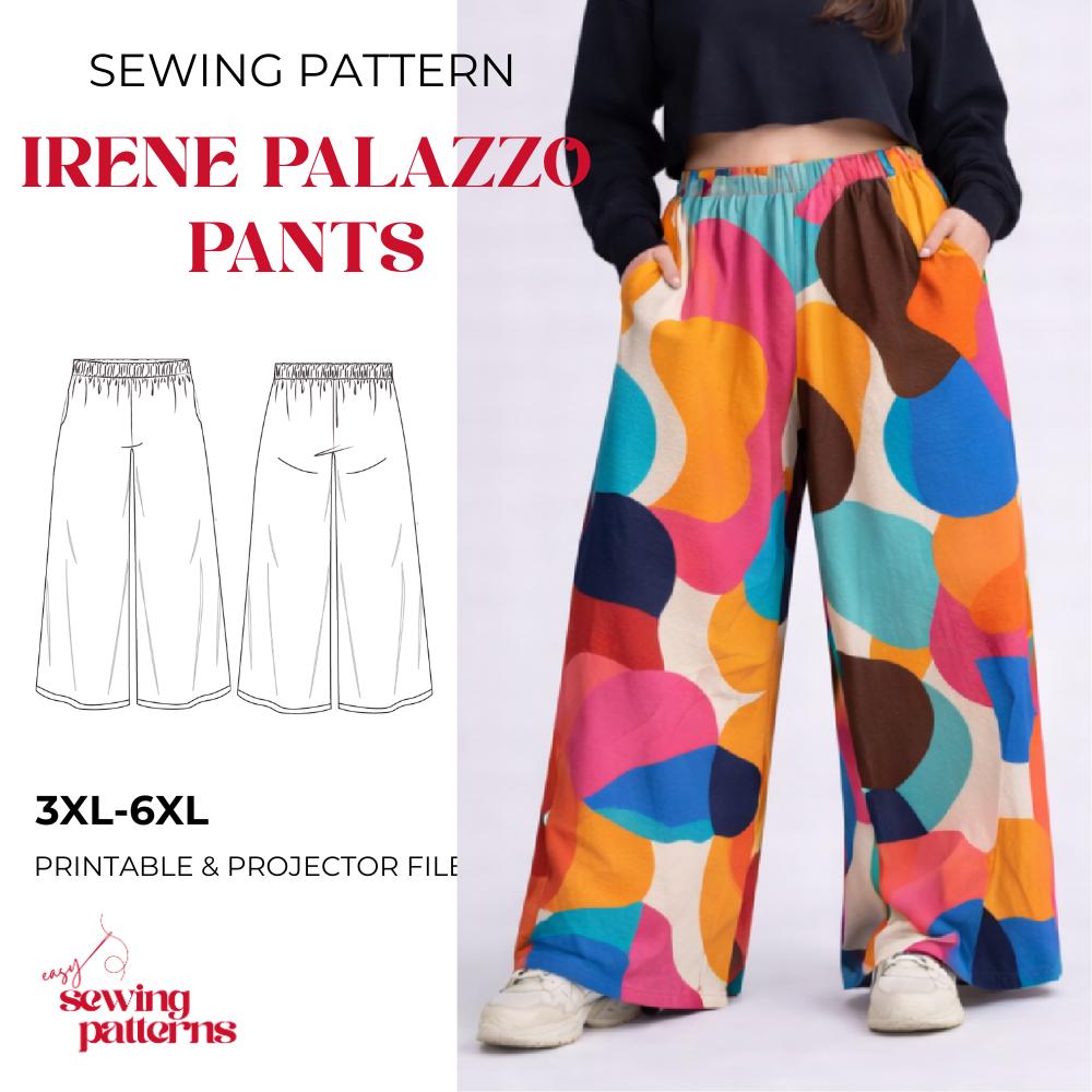 Irene Curve Wide Leg Palazzo Pants Sewing Pattern | Plus Size Trousers ...