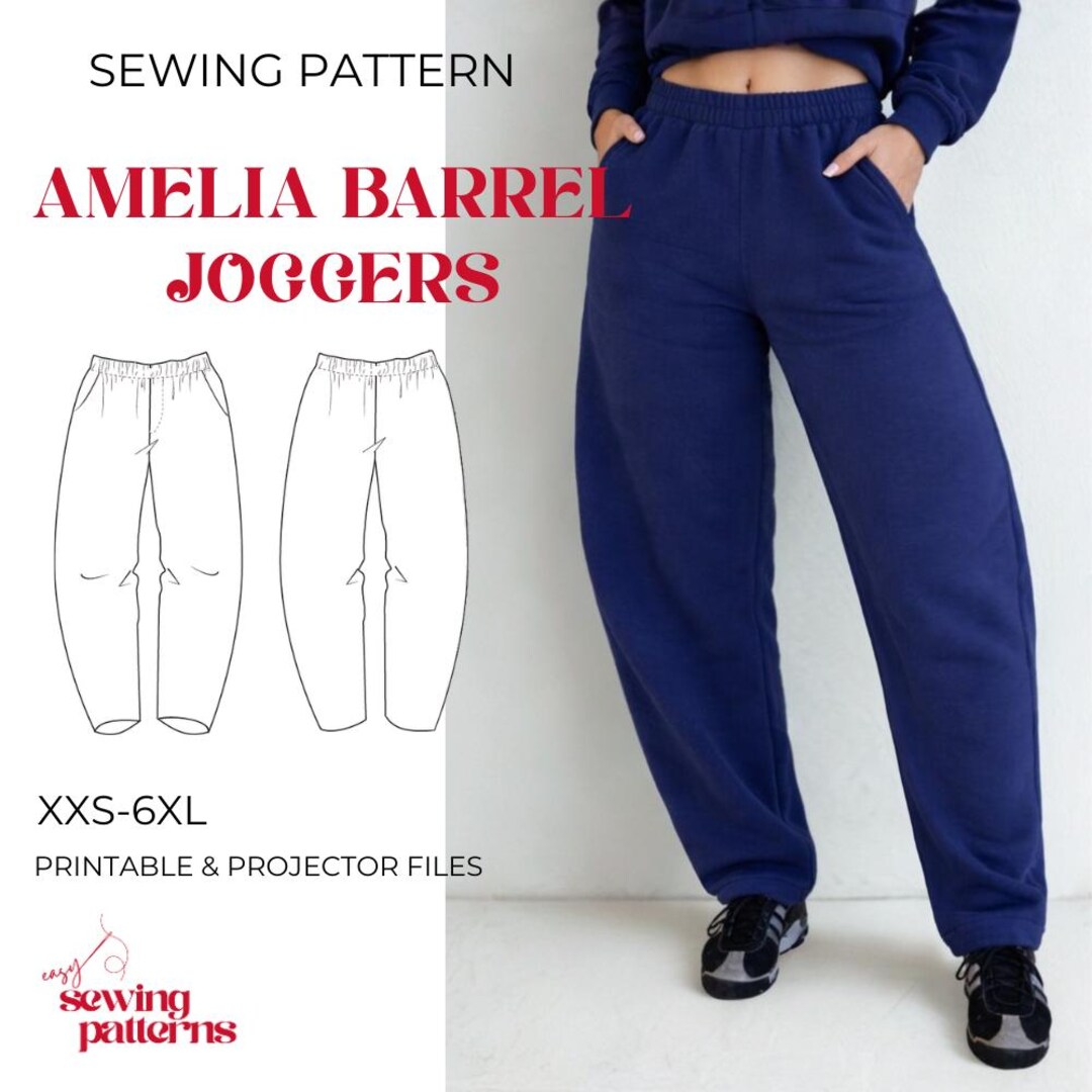 Barrel Leg Jogger Pants Sewing Pattern | Modern Lounge Trousers | XXS ...