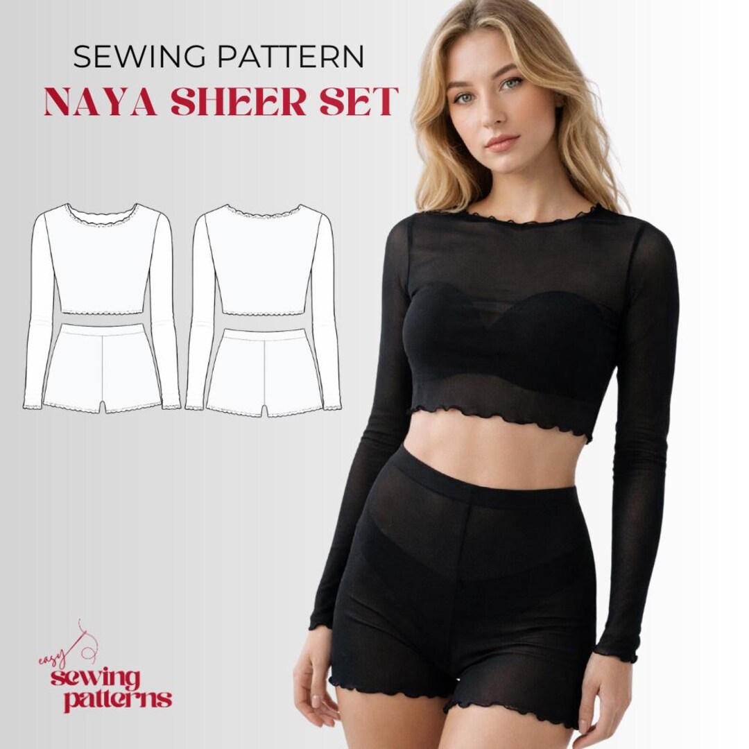 Naya Sheer Set Sewing Pattern – Crop Top, Shorts (PDF Download) - Etsy