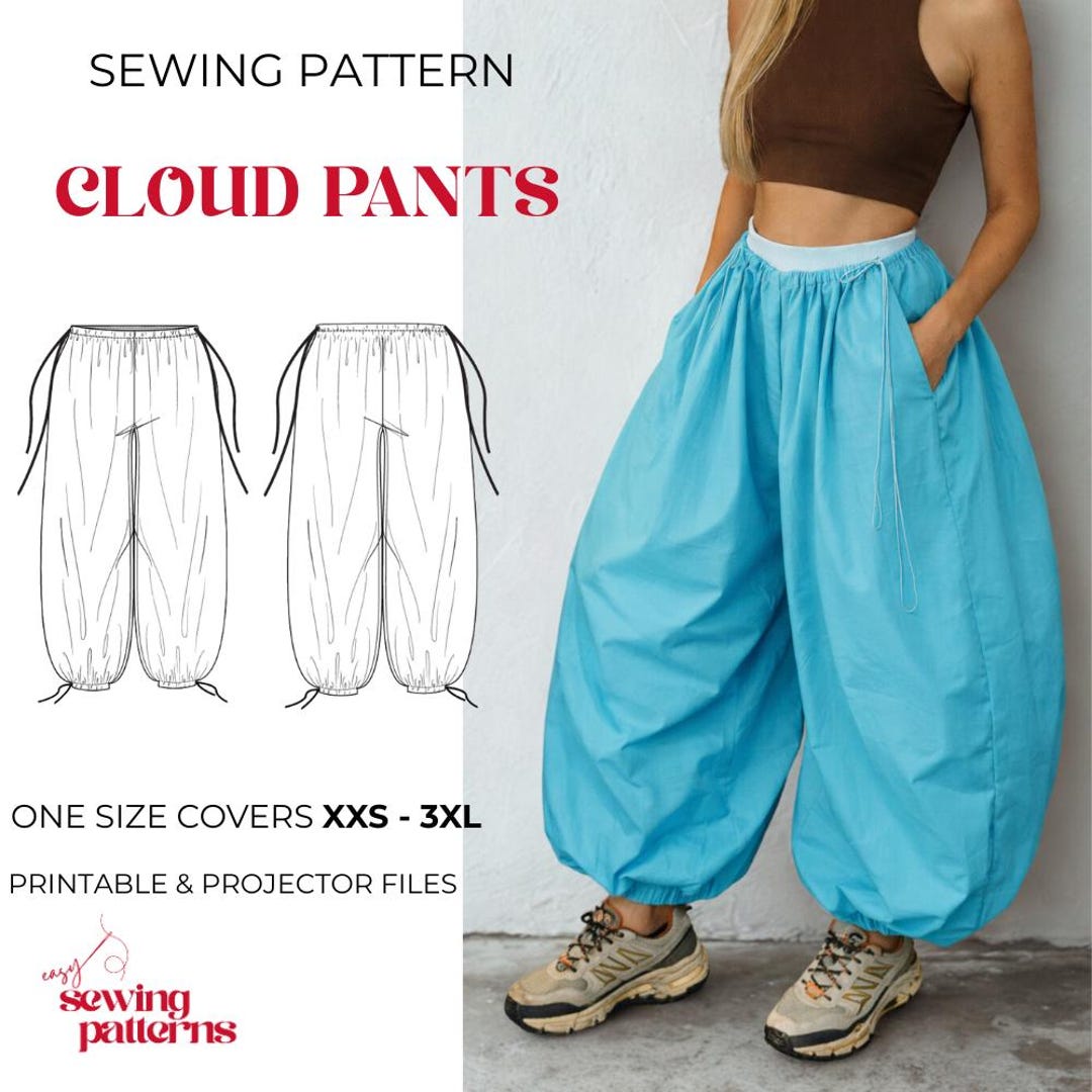 Bubble Pants Sewing Pattern PDF – Voluminous Balloon Trousers, Beginner ...