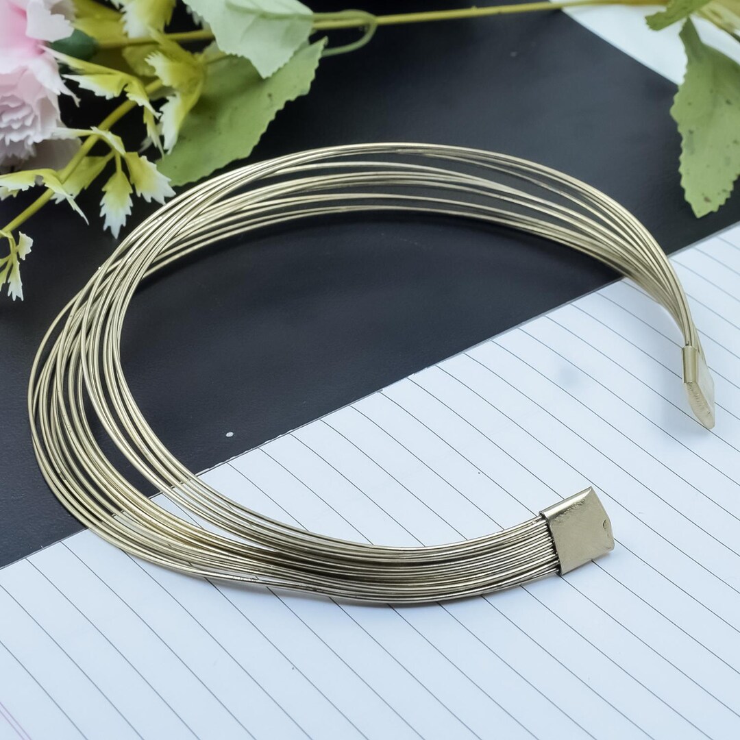 Minimalist Layered Brass Open Collar Necklace, Modern Torque Statement ...
