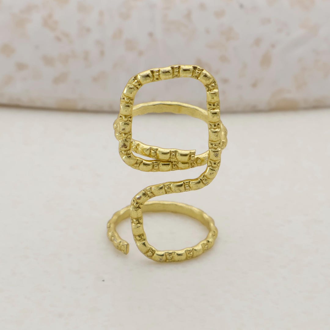 Handmade Brass Double Loop Ring – Boho Open Band, Adjustable - Etsy