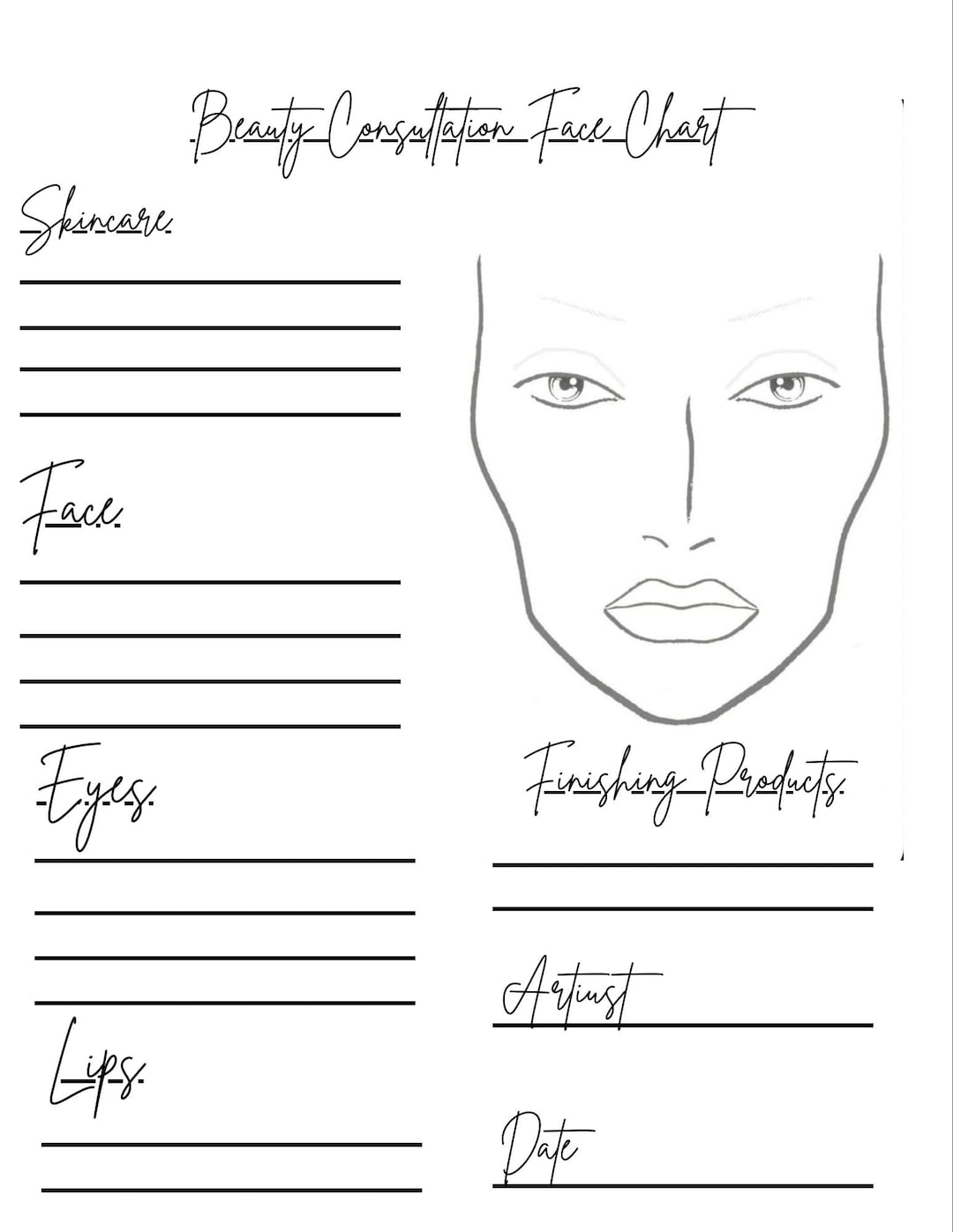 Makeup Face Chart - Etsy