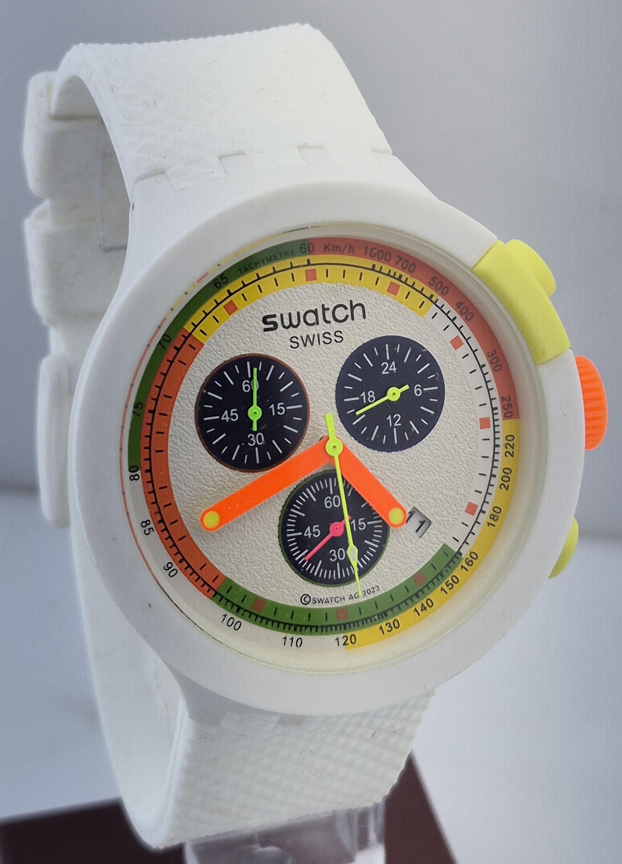 Vintage Swatch Swiss Chronograph Watch | Colorful Tachymeter Dial ...