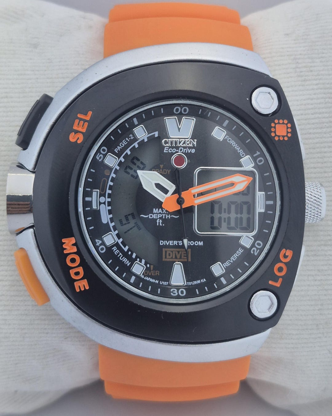 Vintage Citizen Eco-drive Promaster Diver Watch, Orange Rubber Strap ...