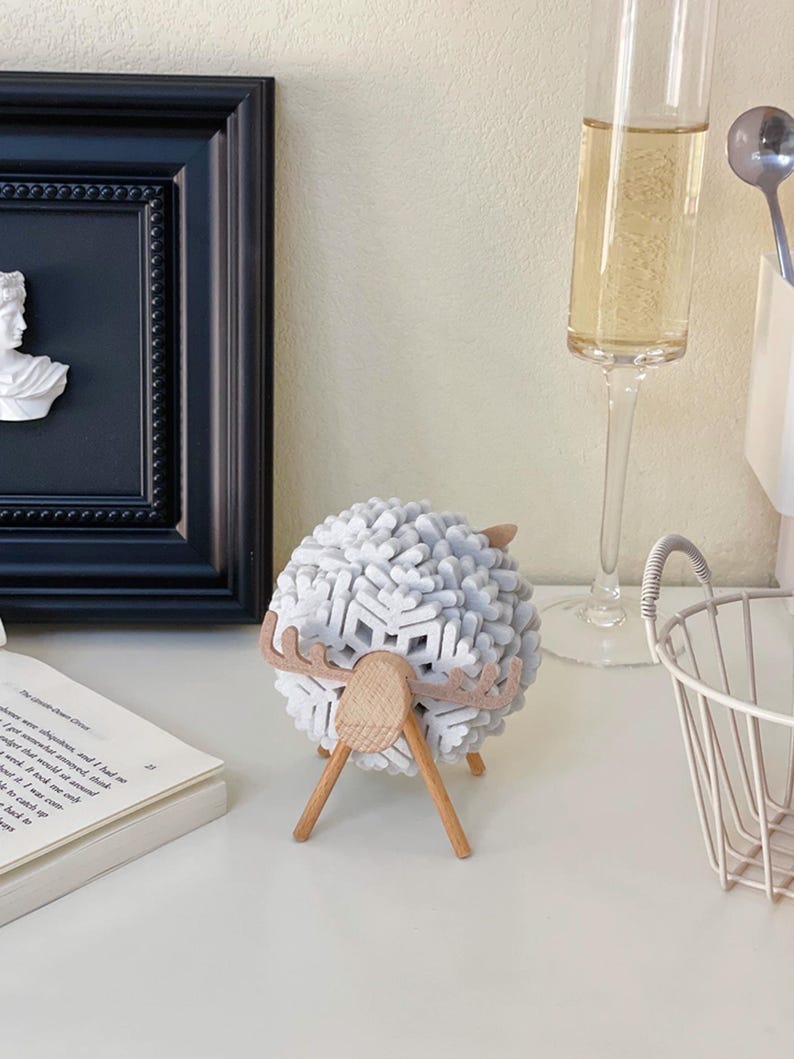 Sheep Coaster Set, Heat Resistant Felt, Wood Base Desk Decor - Etsy