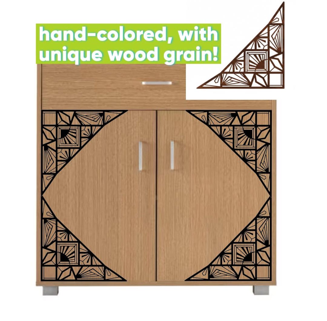 Art Deco Carved Wooden Corner Furniture Corner Decoration Geometric ...