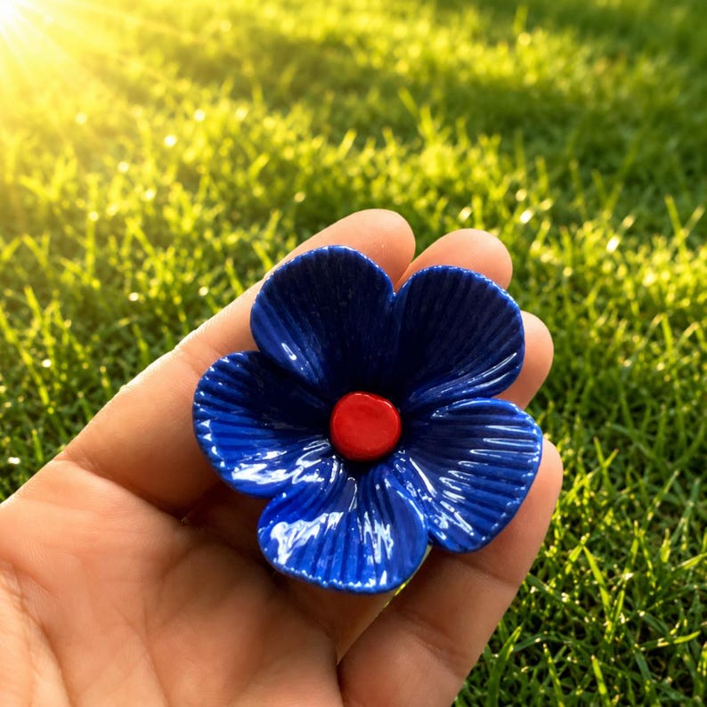 Handcraft Butterfly Bee Water Station Ceramic Poppy Flowers Pollinator ...