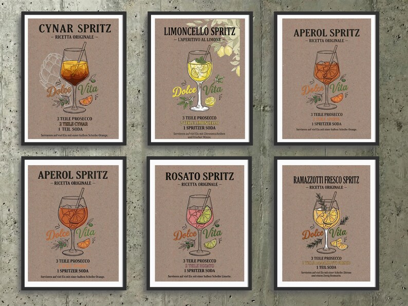 Cynar Spritz Poster | Italian Cocktail Print | Bar Cart Decor | Vintage ...