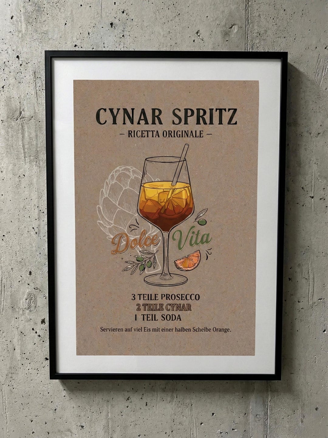 Cynar Spritz Poster | Italian Cocktail Print | Bar Cart Decor | Vintage ...