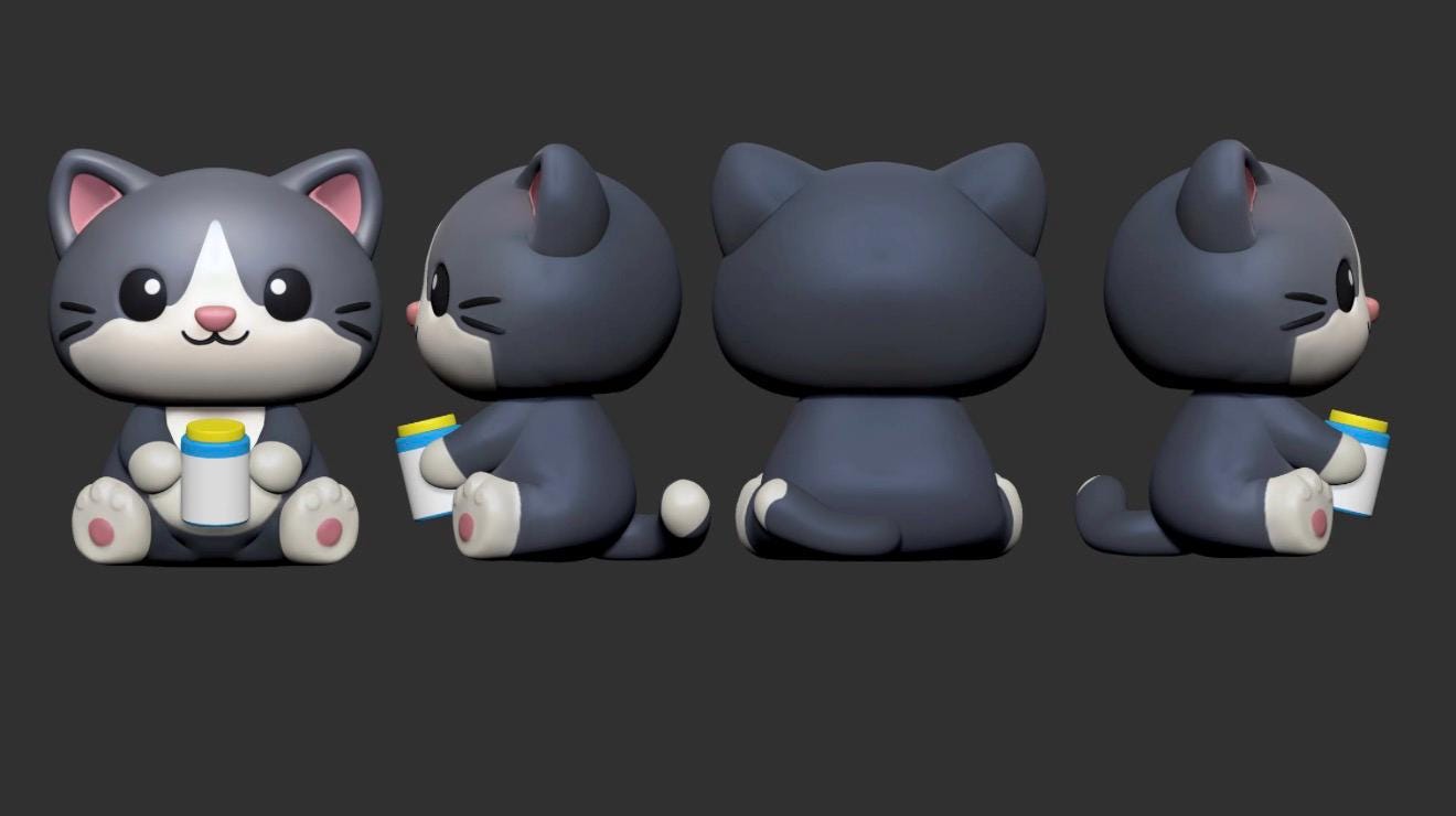Kitten Playset STL File, Cat Dollhouse 3D Print, Miniature Pet House ...