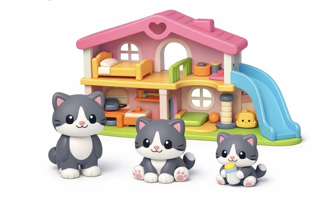 Kitten Playset STL File, Cat Dollhouse 3D Print, Miniature Pet House ...