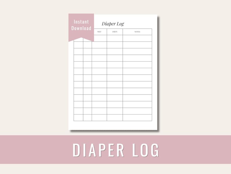 Baby Diaper Log Printable | Newborn Tracker (digital Download) - Etsy