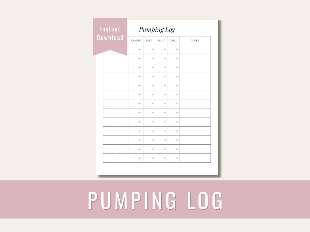 Breast Milk Pumping Log Printable | Ml & Oz Tracker (PDF Download) - Etsy