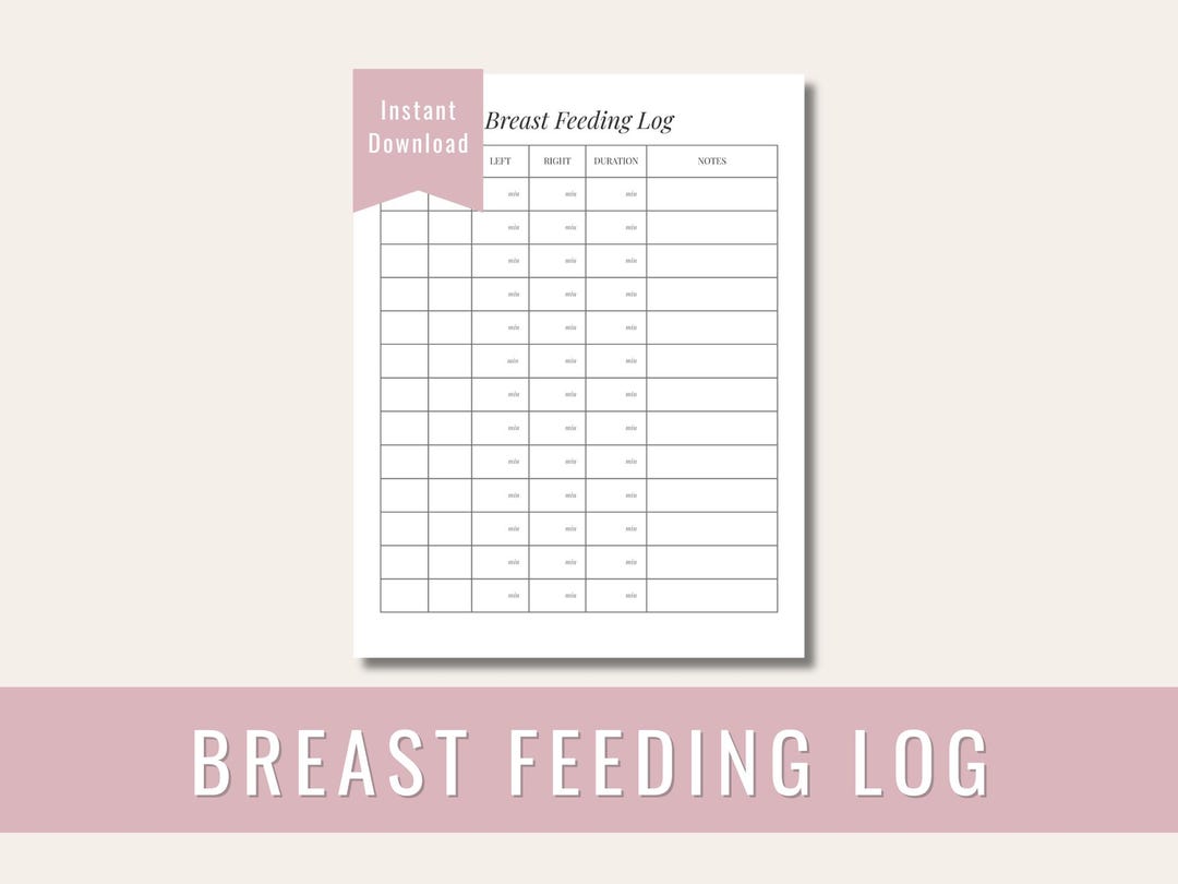 Breastfeeding Log Printable Baby Nursing Tracker Newborn Feeding ...