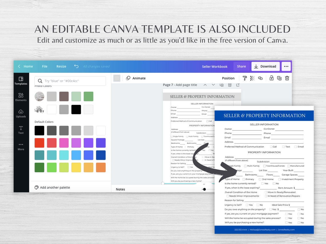 Real Estate Seller Questionnaire Pre-listing Workbook PDF & - Etsy