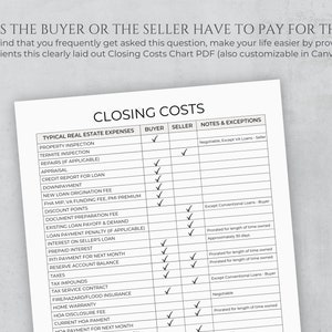 Closing Costs Sheet, Real Estate Closing Cost Breakdown: Who Pays What ...