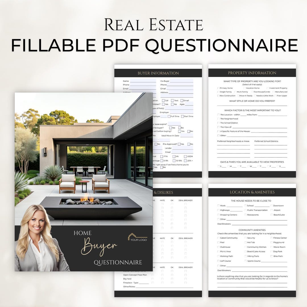 Home Buyer Checklist Questionnaire, Real Estate Buyers House Hunting ...